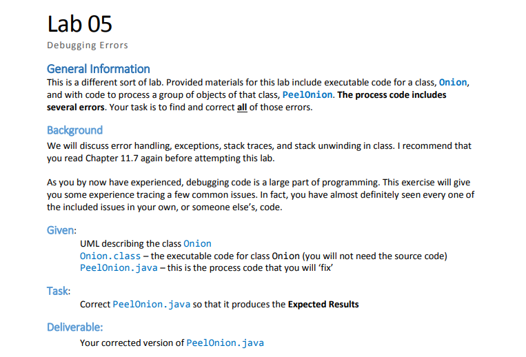 Solved Lab 05 Debugging Errors General Information This is a | Chegg.com