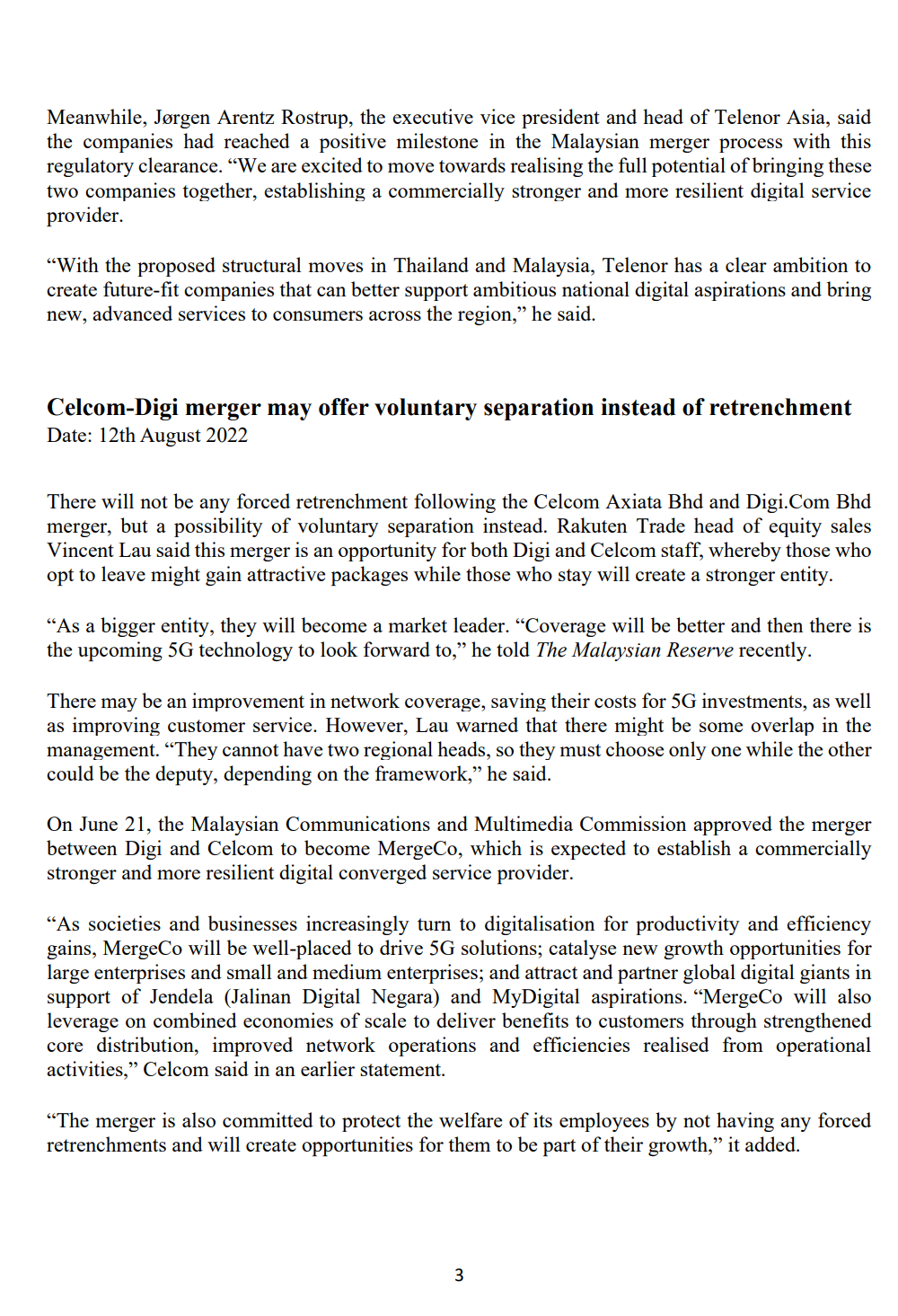 Solved Celcom-Digi merger receives MCMC clearance Date: 29th | Chegg.com