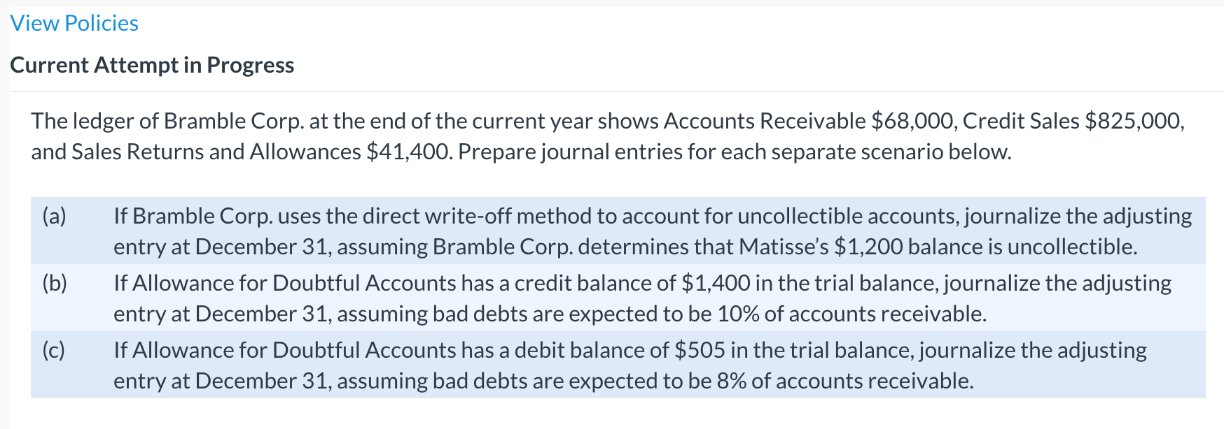 Solved View Policies Current Attempt in Progress The ledger | Chegg.com