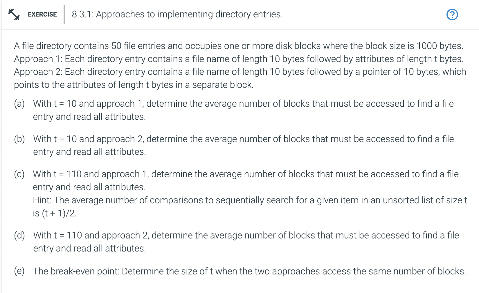 Solved A file directory contains 50 file entries and | Chegg.com