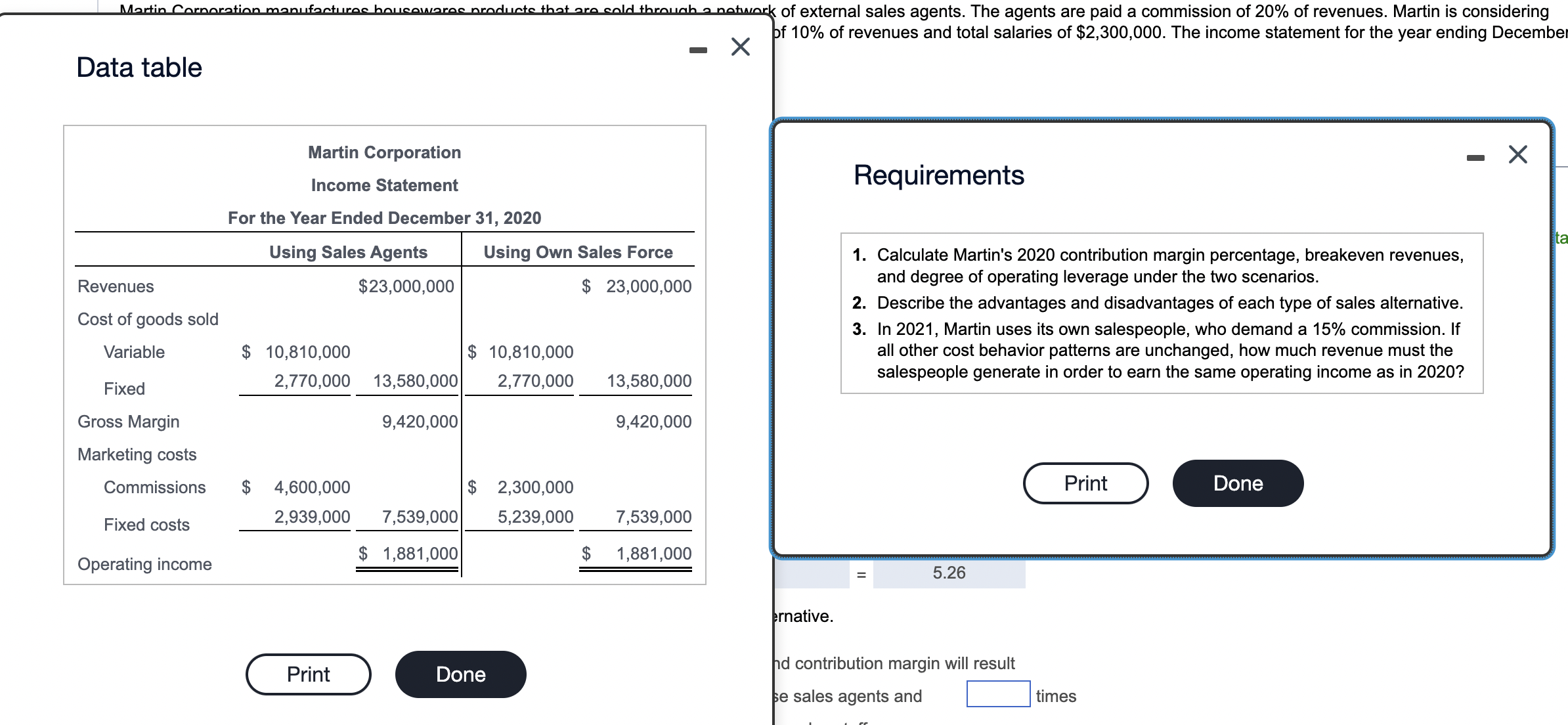 Data table Requirements 1. Calculate Martin's 2020 | Chegg.com