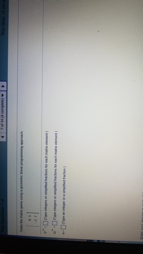 Solved Solve the matrix game using a geometric linear | Chegg.com
