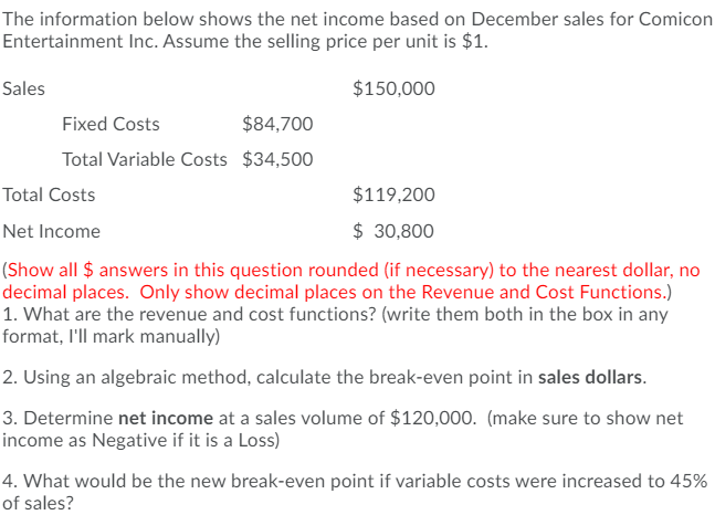 Solved The information below shows the net income based on | Chegg.com