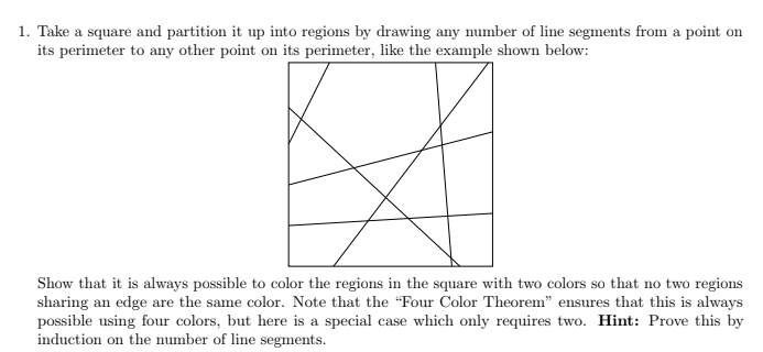 Solved 1. Take a square and partition it up into regions by | Chegg.com