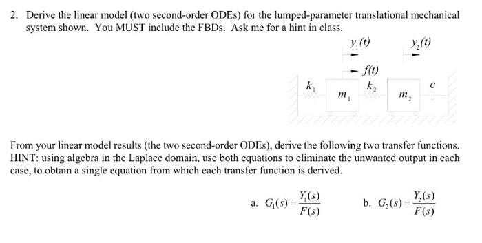 Solved Derive the linear model (two second-order ODEs) for | Chegg.com Solved Derive the linear model (two second-order ODEs) for | Chegg.com
