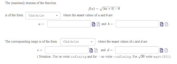 Solved The (maximal) domain of the function f(x)=∣4x+5∣−6 is | Chegg.com