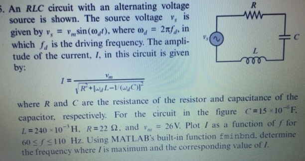 Solved . An RLC circuit with an alternating voltage source | Chegg.com