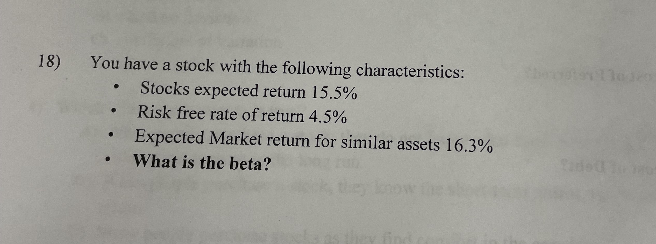 Solved 18) You have a stock with the following | Chegg.com