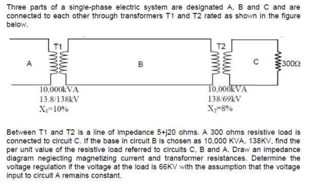 Solved Three parts of a single-phase electric system are | Chegg.com