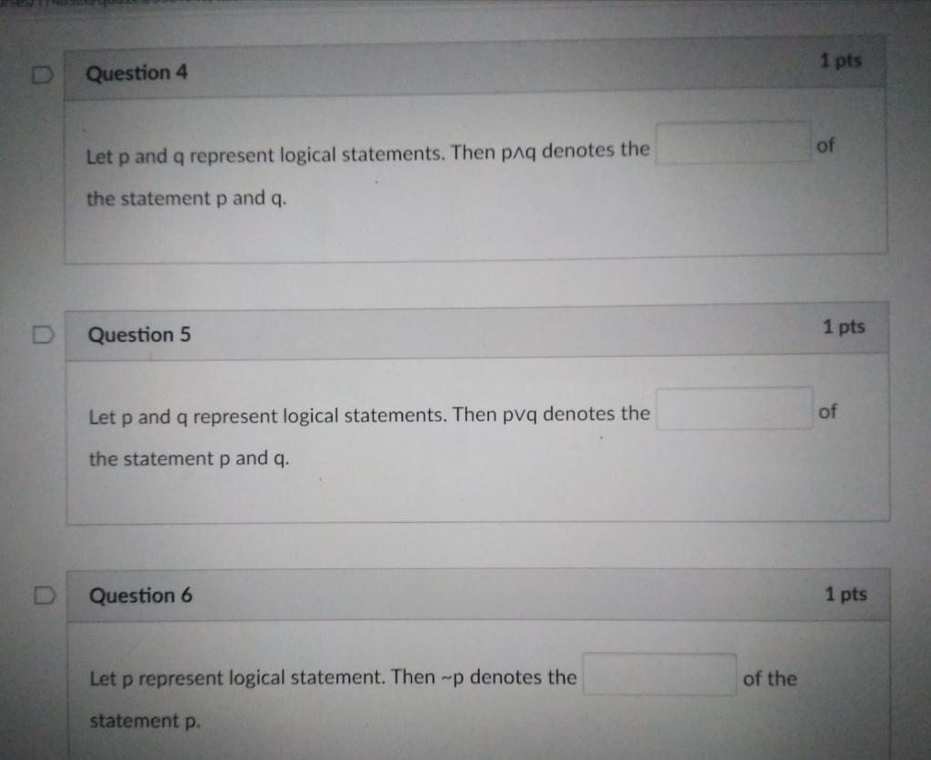 Solved Let p and q represent logical statements. Then p∧q | Chegg.com