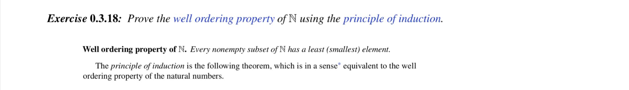 Solved Exercise 0.3.18: Prove the well ordering property of | Chegg.com