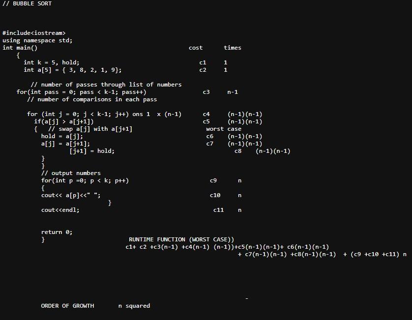 Solved find the complete runtime function and order | Chegg.com
