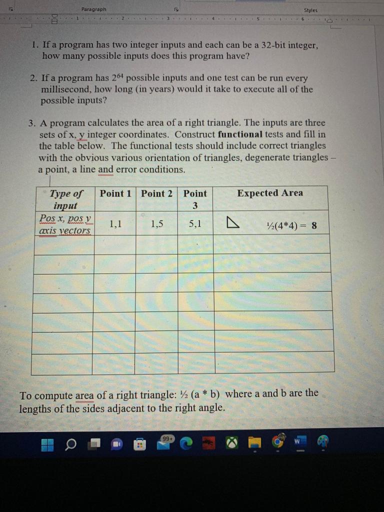 Solved Paragraph Styles 1. If a program has two integer | Chegg.com