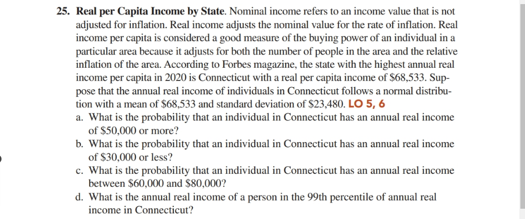 Solved 5. Real per Capita Income by State. Nominal income | Chegg.com