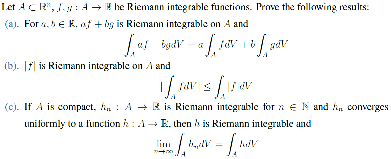 Solved Let A CR”, f, g:A → R be Riemann integrable | Chegg.com