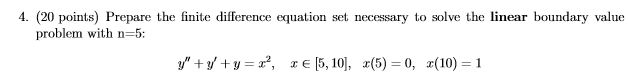 Solved 4. (20 points) Prepare the finite difference equation | Chegg.com