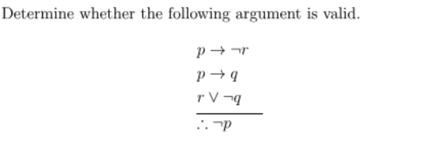 Solved Determine whether the following argument is valid. | Chegg.com