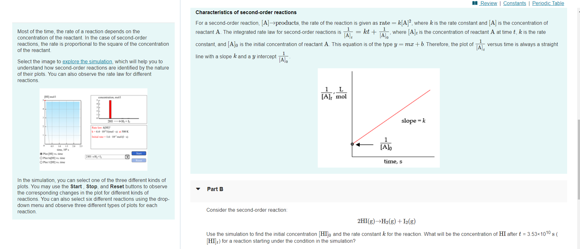 Solved Consider The Second Order Reaction 2hi G →h2 G I2