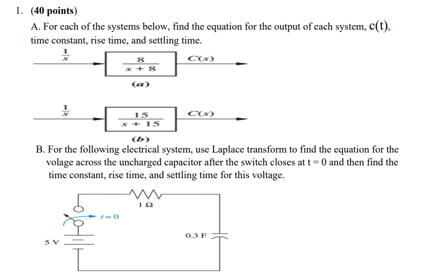 Solved (40 points) A. For each of the systems below, find | Chegg.com