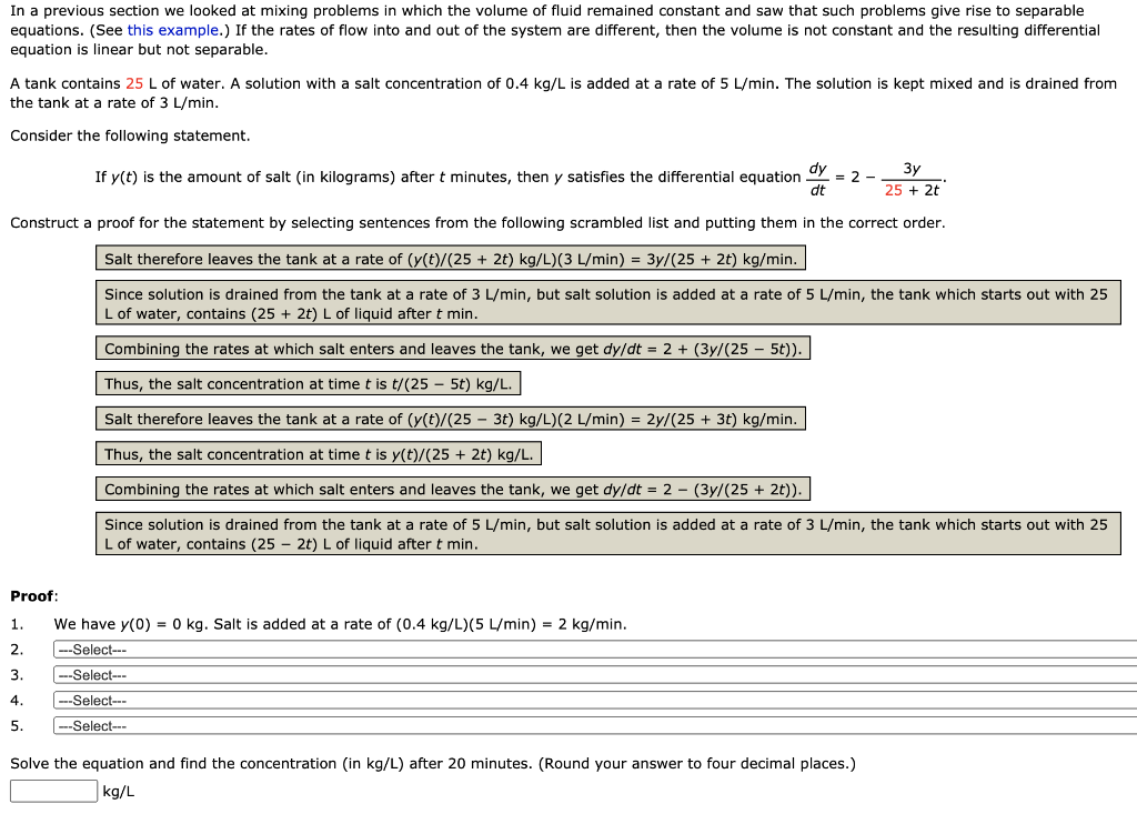 Solved In a previous section we looked at mixing problems in | Chegg.com