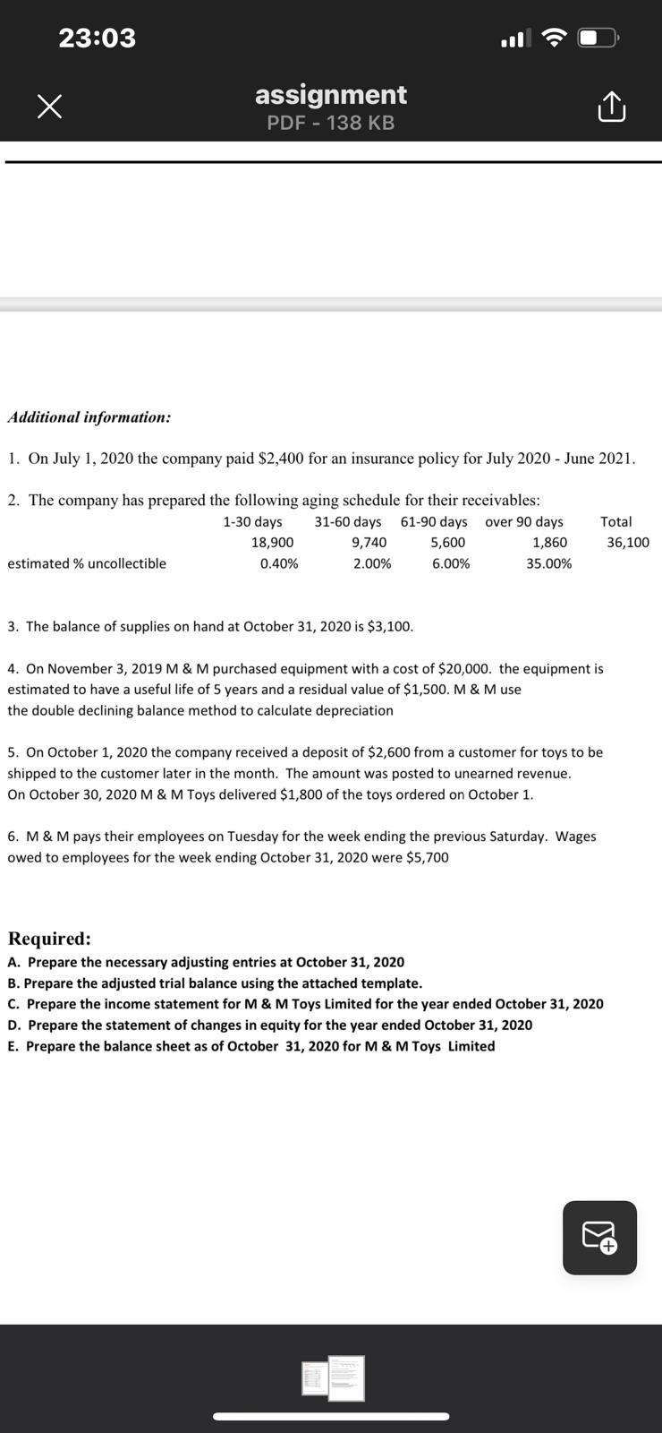 Solved 23:02 assignment PDF - 138 KB 1 The following is the | Chegg.com