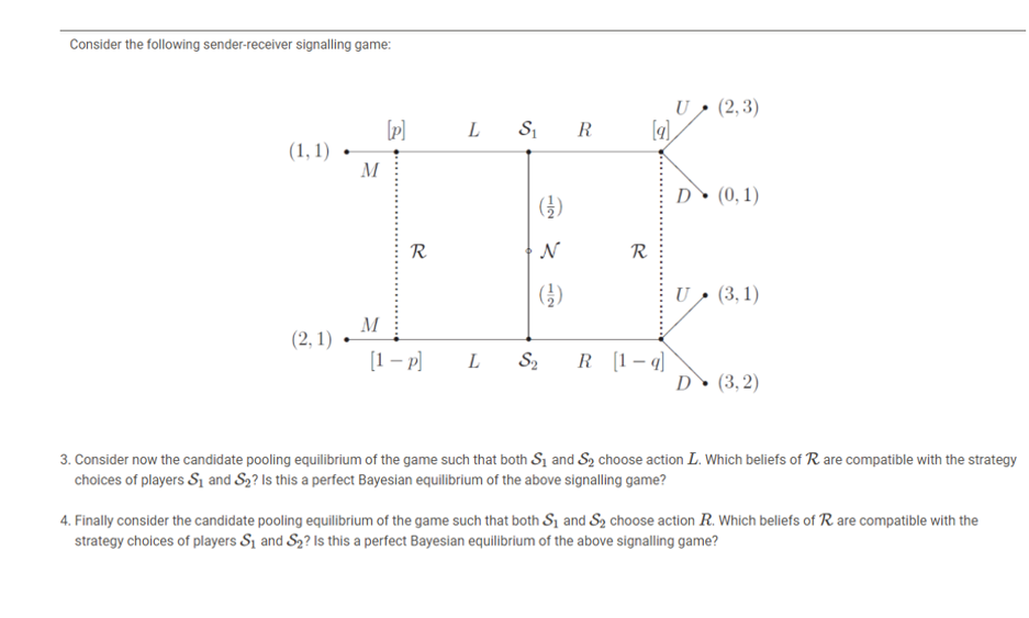 Solved Consider the following sender-receiver signalling | Chegg.com