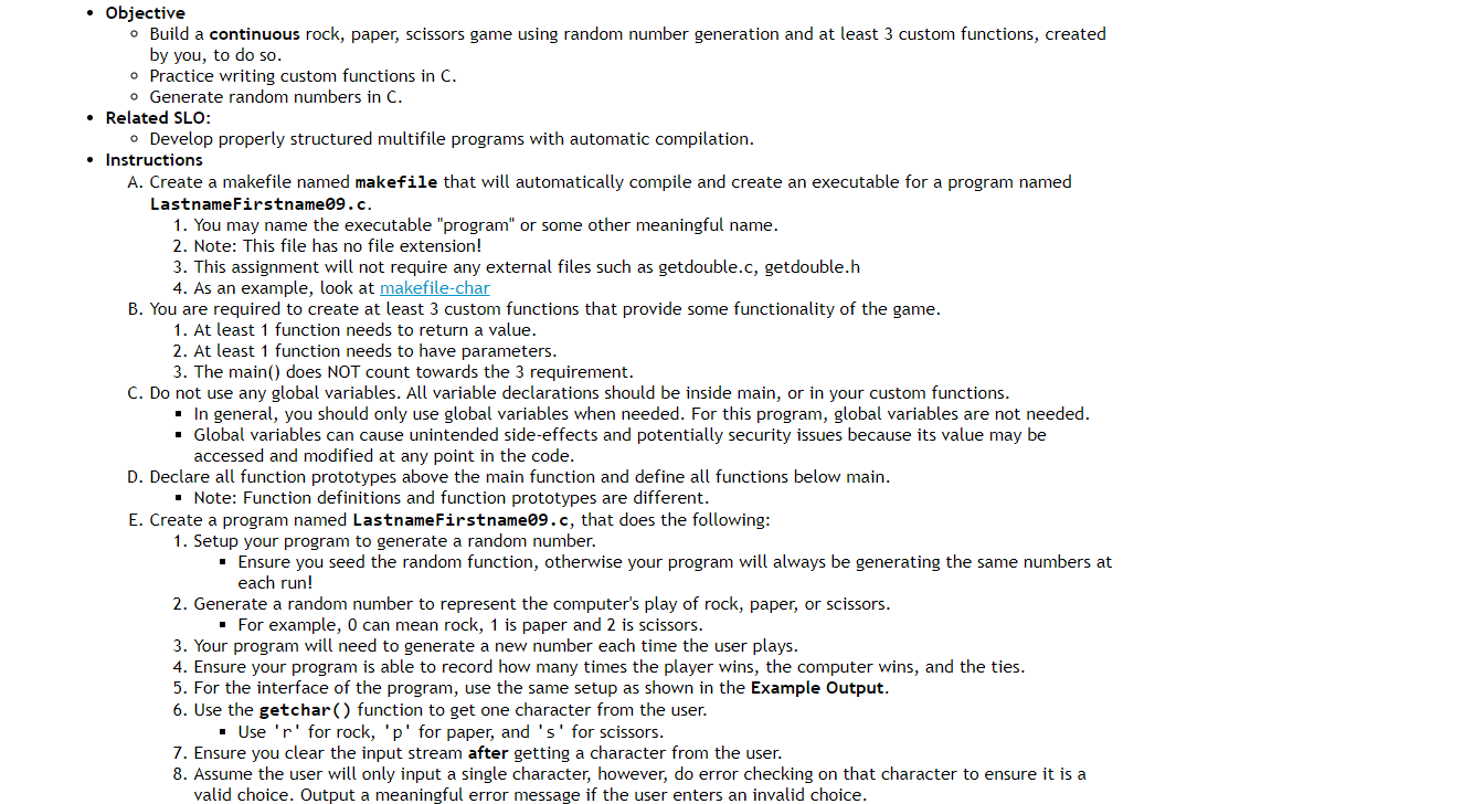 Solved - Objective - Build a continuous rock, paper, | Chegg.com