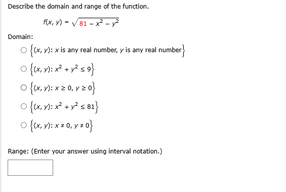 Describe the domain and range of ﻿the | Chegg.com