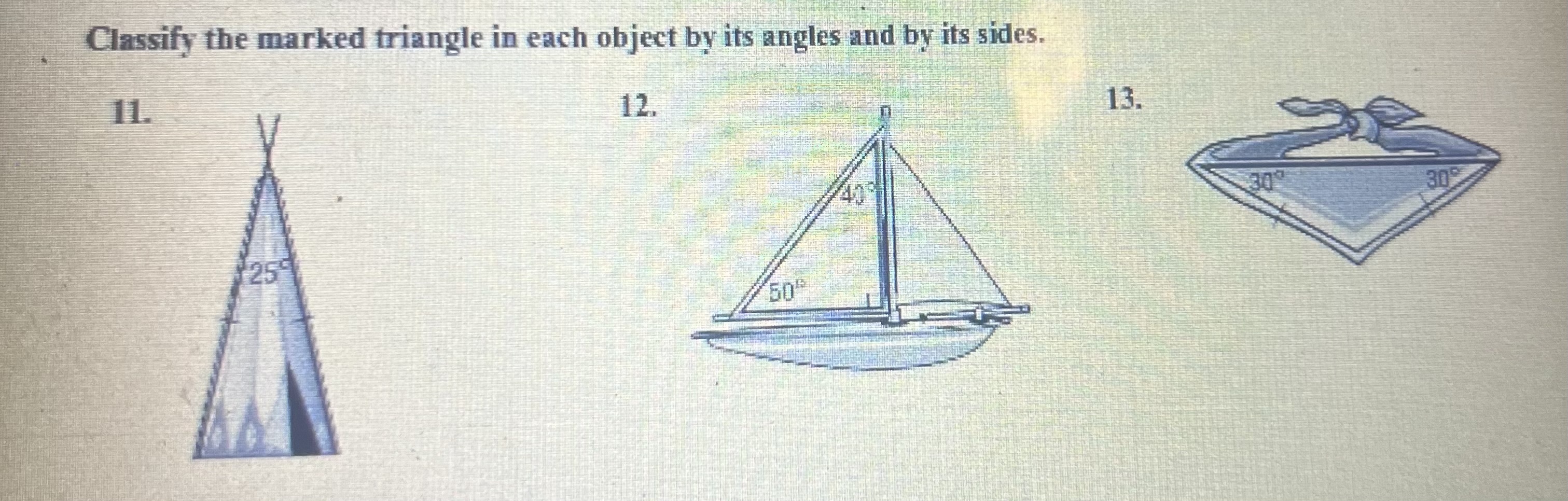Solved Classify the marked triangle in each object by its | Chegg.com