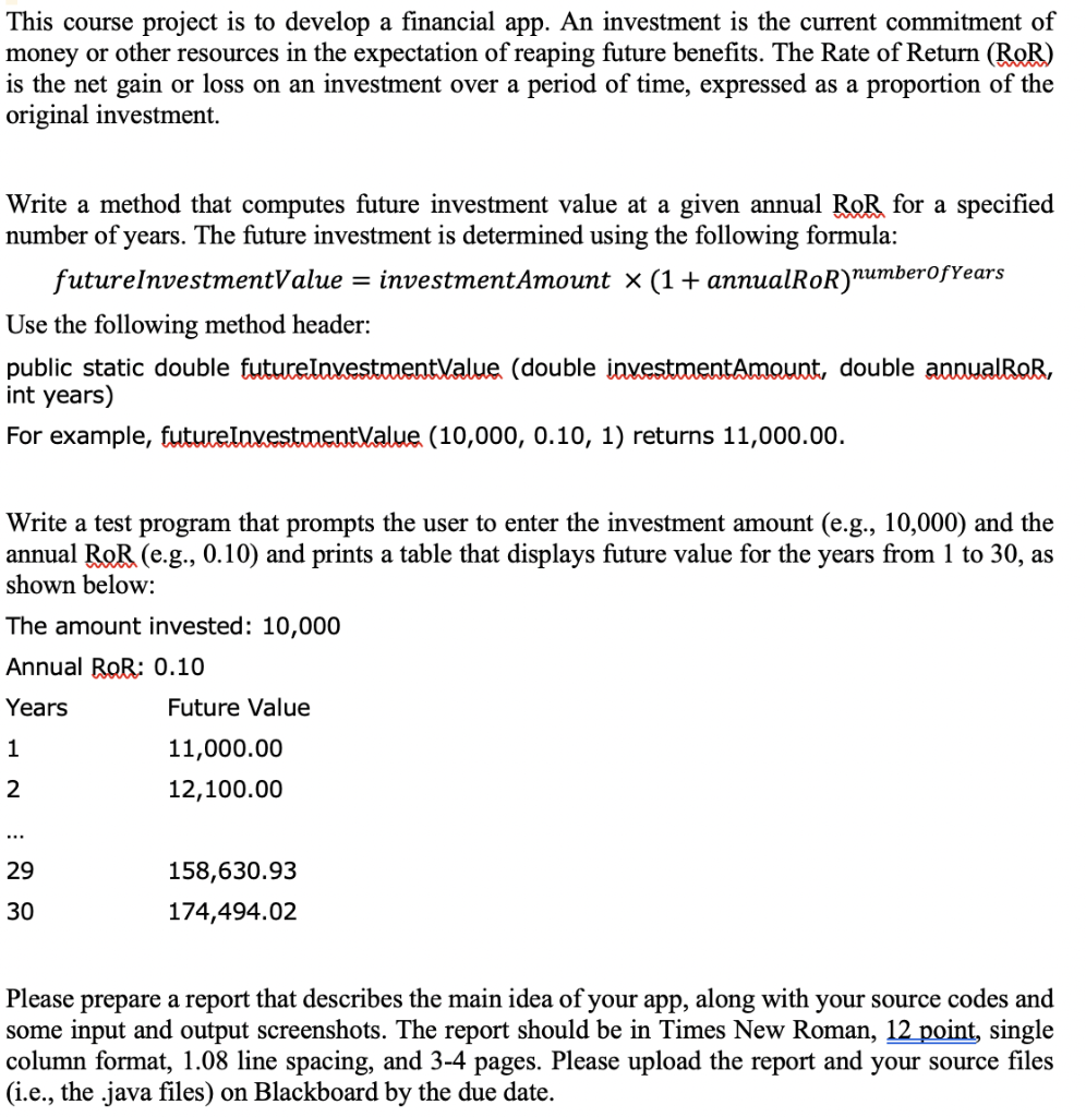 This course project is to develop a financial app. An | Chegg.com