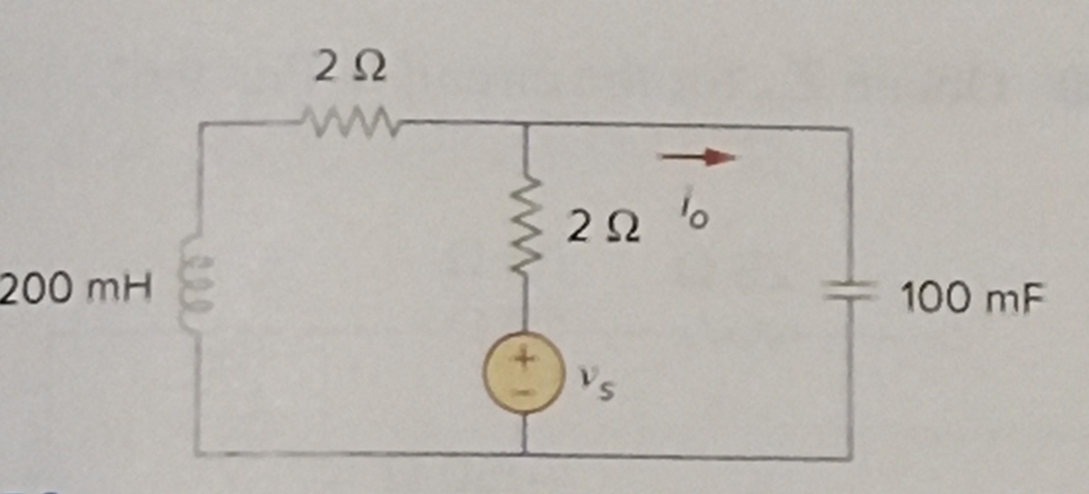 Solved 2 Ω 2Ω ο 200 mH 100 mE vs | Chegg.com