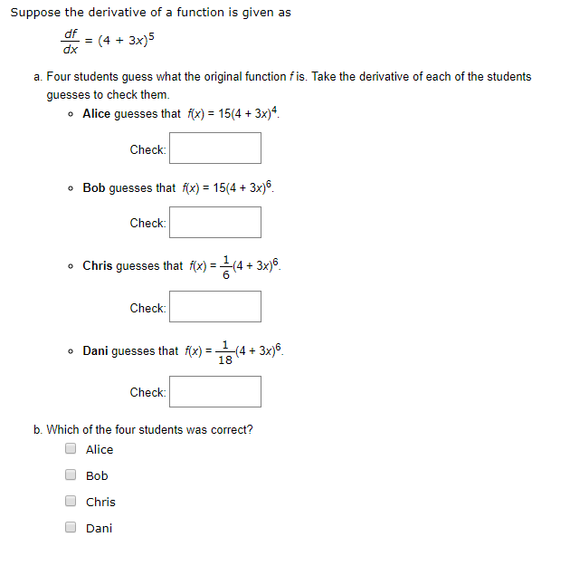 Solved Suppose the derivative of a function is given as df | Chegg.com