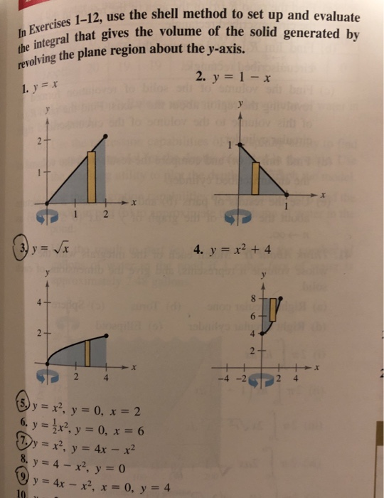 Solved 1-12, use the shell method to set up and evaluate | Chegg.com