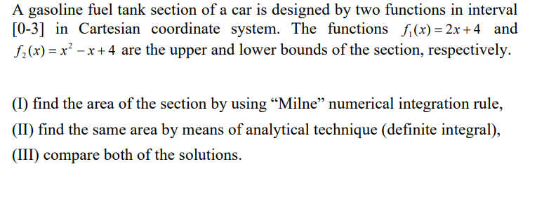 Solved A gasoline fuel tank section of a car is designed by | Chegg.com
