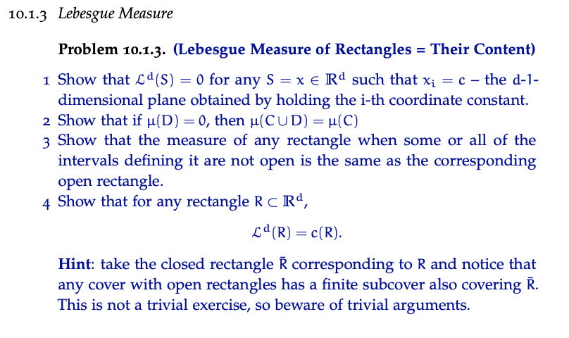 10.1.3 Lebesgue Measure = = = Problem 10.1.3. | Chegg.com