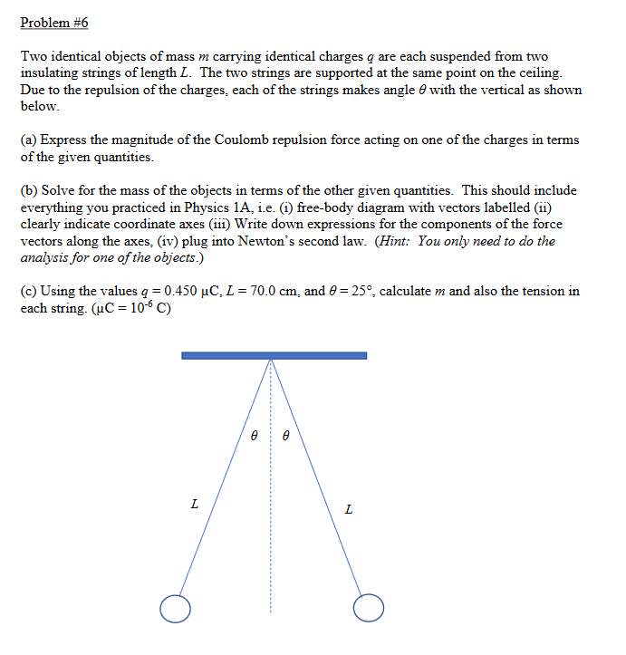 Solved Two identical objects of mass m carrying identical | Chegg.com
