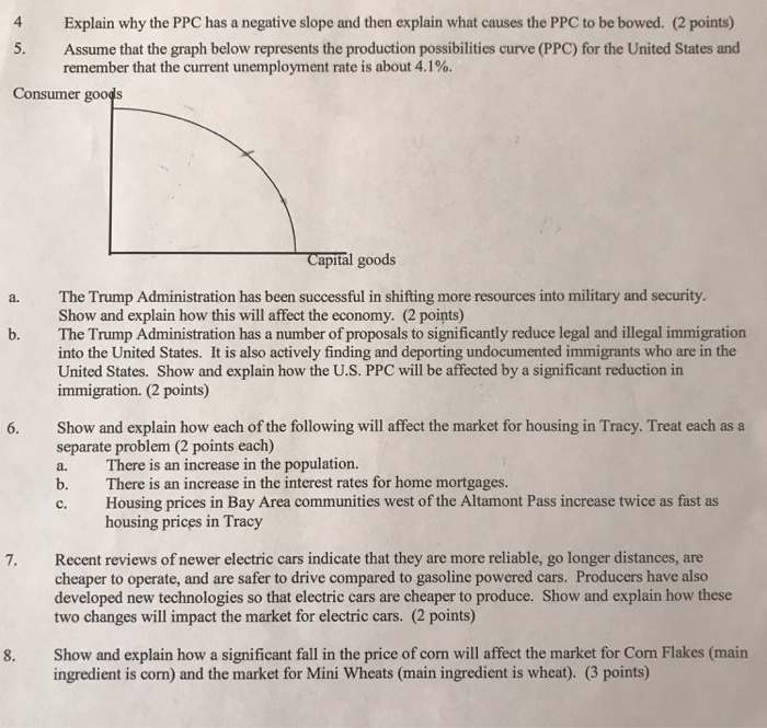 Solved 4 Explain why the PPC has a negative slope and then | Chegg.com