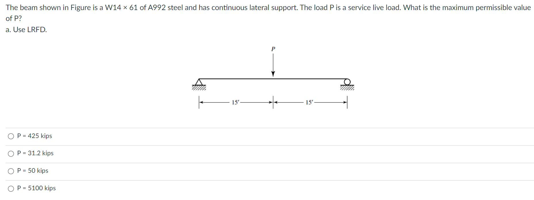 Solved The beam shown in Figure is a W14×61 of A992 steel | Chegg.com