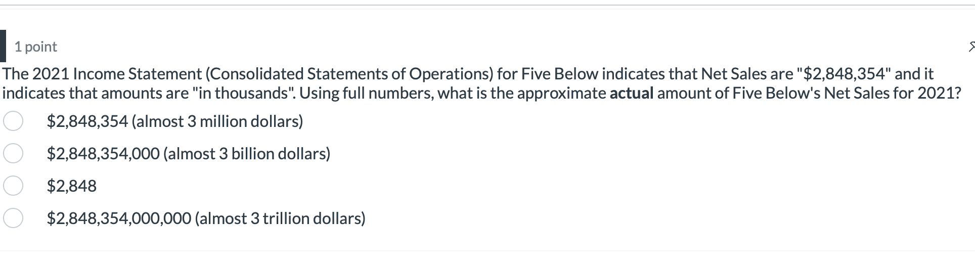 Solved The 2021 Income Statement (Consolidated Statements of | Chegg.com