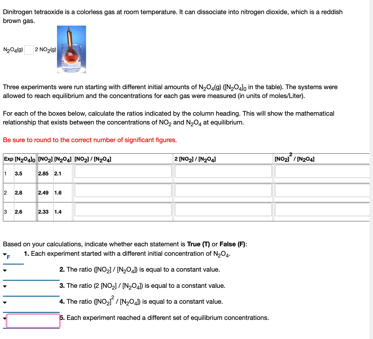 Solved Dinitrogen tetraoxide is a colorless gas at room | Chegg.com
