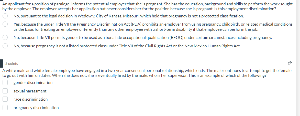 Solved An applicant for a position of paralegel informs the | Chegg.com