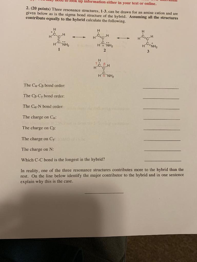 2. (20 points) Three resonance structures, 1−3, can | Chegg.com