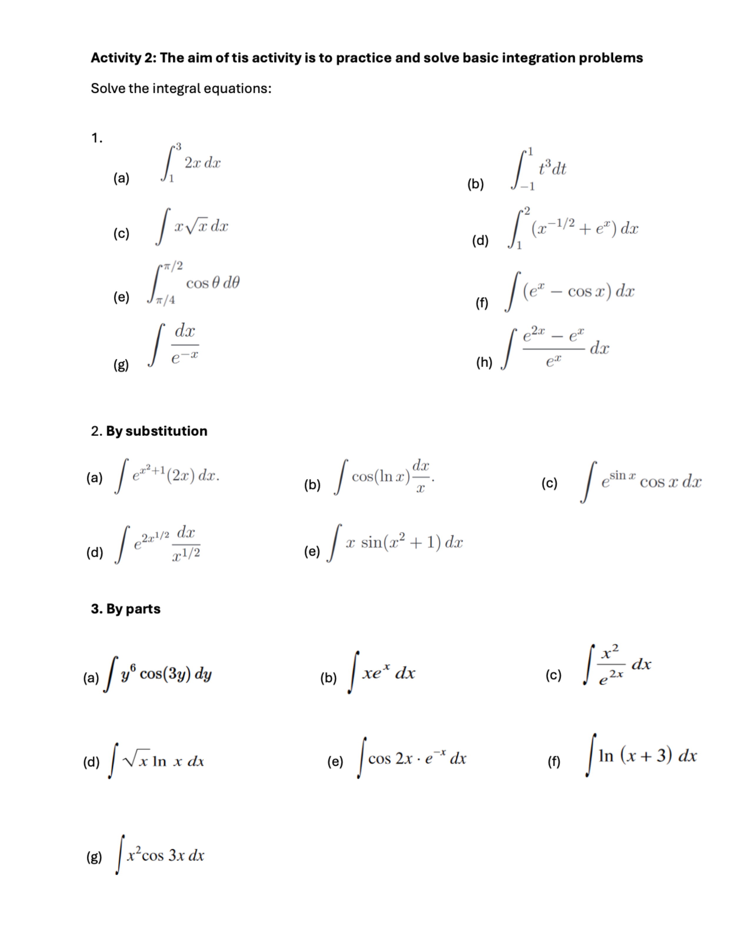 Solved Activity 2: The aim of tis activity is to practice | Chegg.com