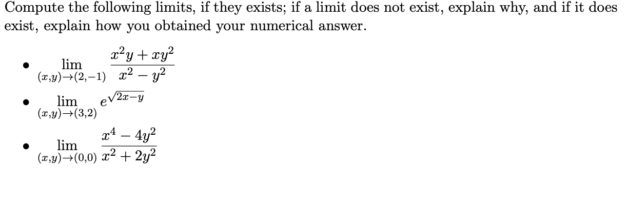 Solved Compute the following limits, if they exists; if a | Chegg.com