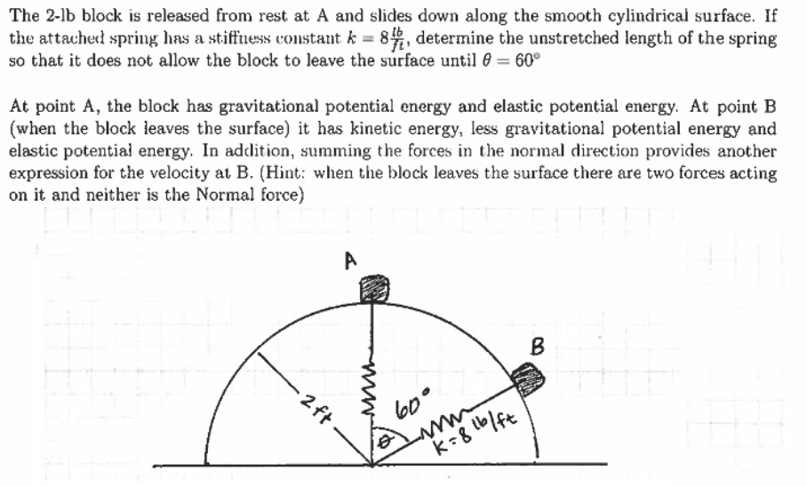 Solved The 2-lb block is released from rest at A and slides | Chegg.com