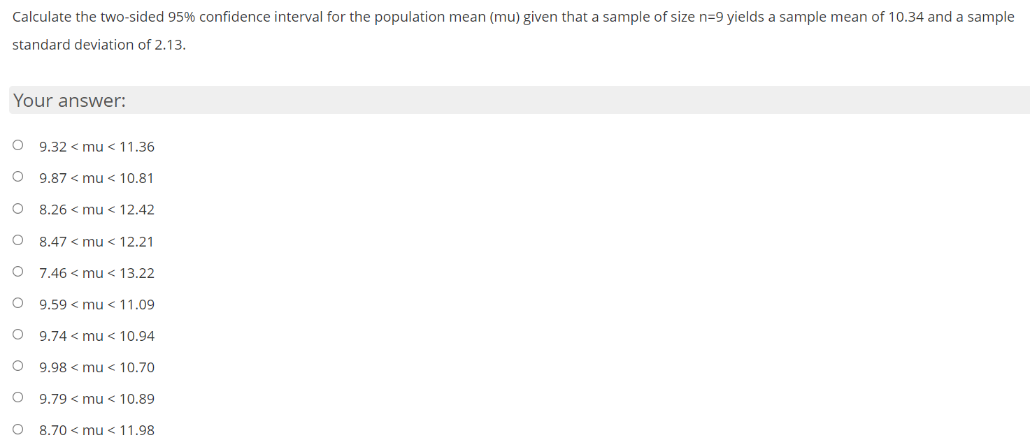 Solved Calculate the two-sided 95% confidence interval for | Chegg.com