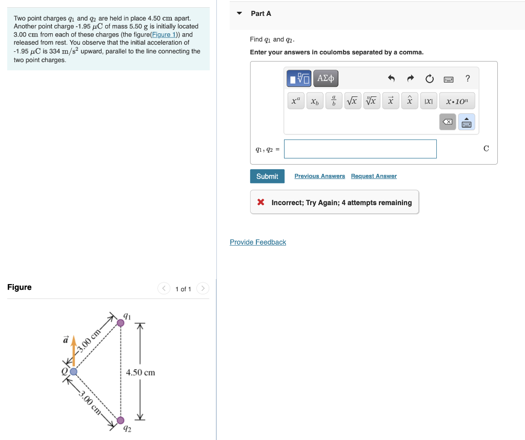 Solved Two point charges q1q1 and q2q2 are held in place | Chegg.com