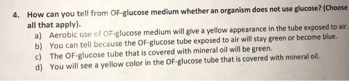 Solved How can you tell from OF-glucose medium whether an | Chegg.com