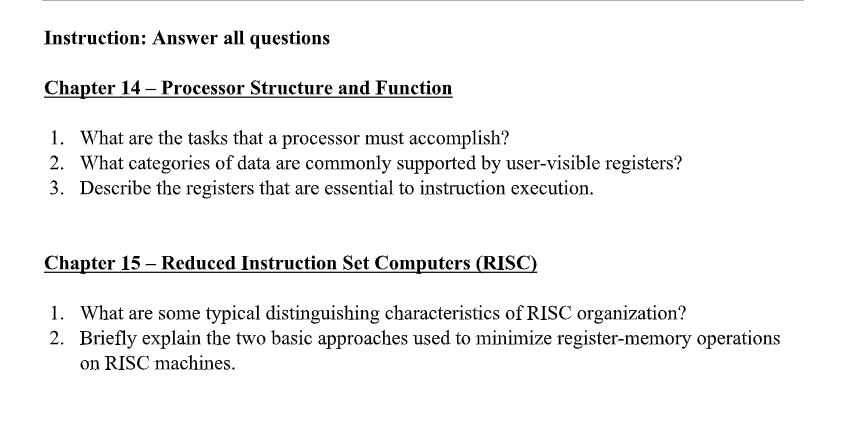Solved Instruction Answer All Questions Chapter 14