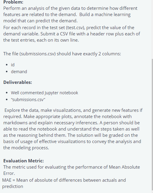 Solved 1. Predict Bike Demand Ridelt is a Washington, D.C | Chegg.com
